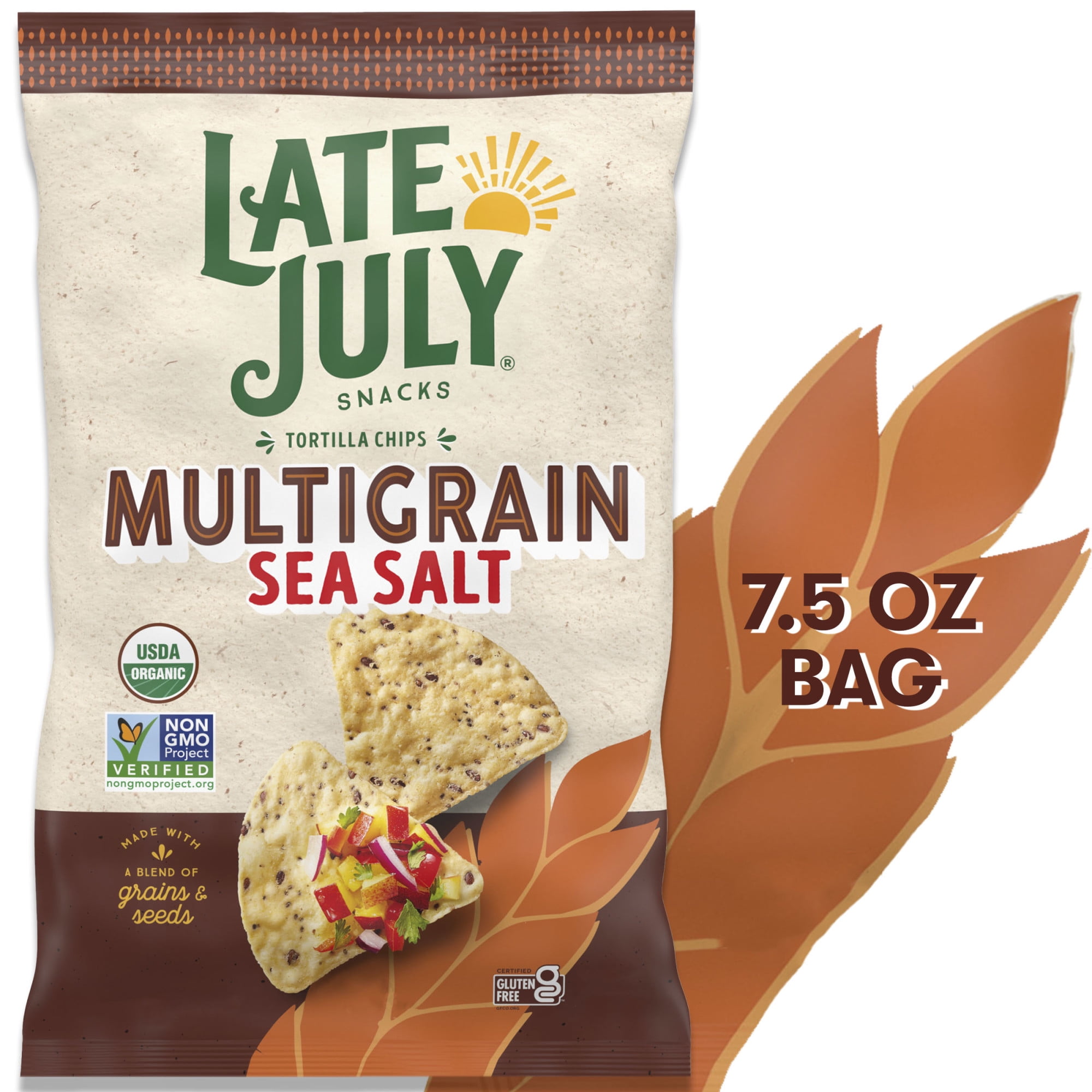 Late July Snacks Multigrain Organic Tortilla Chips with Sea Salt, 7.5 ...