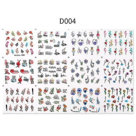 Nail Art Watermark Sticker Set 12 Sheets, A Set Of Butterfly, Fruit ...