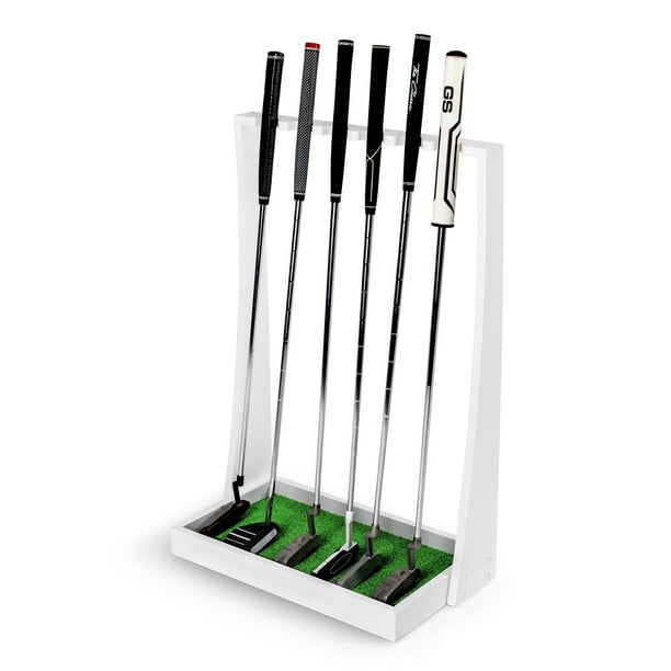 GoSports Premium Wooden Golf Putter Stand - Indoor Display Rack - Holds ...
