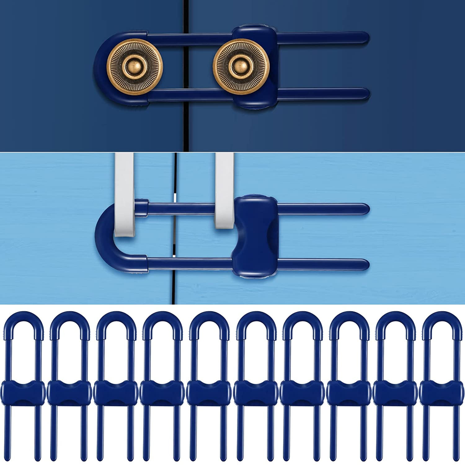 10 Pieces Cabinet Locks for Babies, U-Shaped Proofing Drawers Safety ...