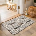 Brown Marble Area Rug, Country Vintage Stone Wall Marble Brick Non-Slip ...