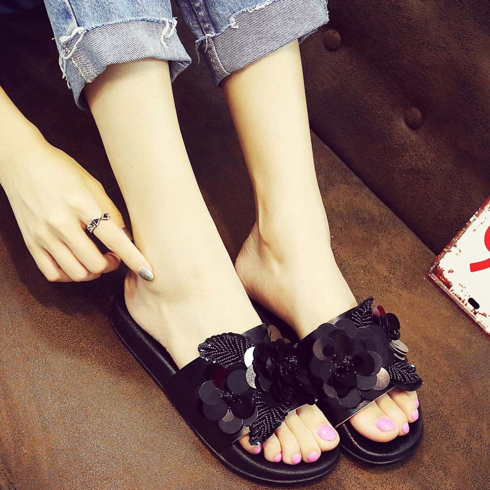 Click here for Cehvom Womens Summer Fashion Sequined Big Flower S... prices