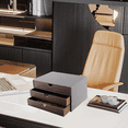 Faux Leather Desk Organizer with 3 Drawers for A4 Documents – Stackable ...