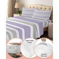 4 Piece Full Sheet Set Light Purple Stripes Sheets Set for Full Size ...