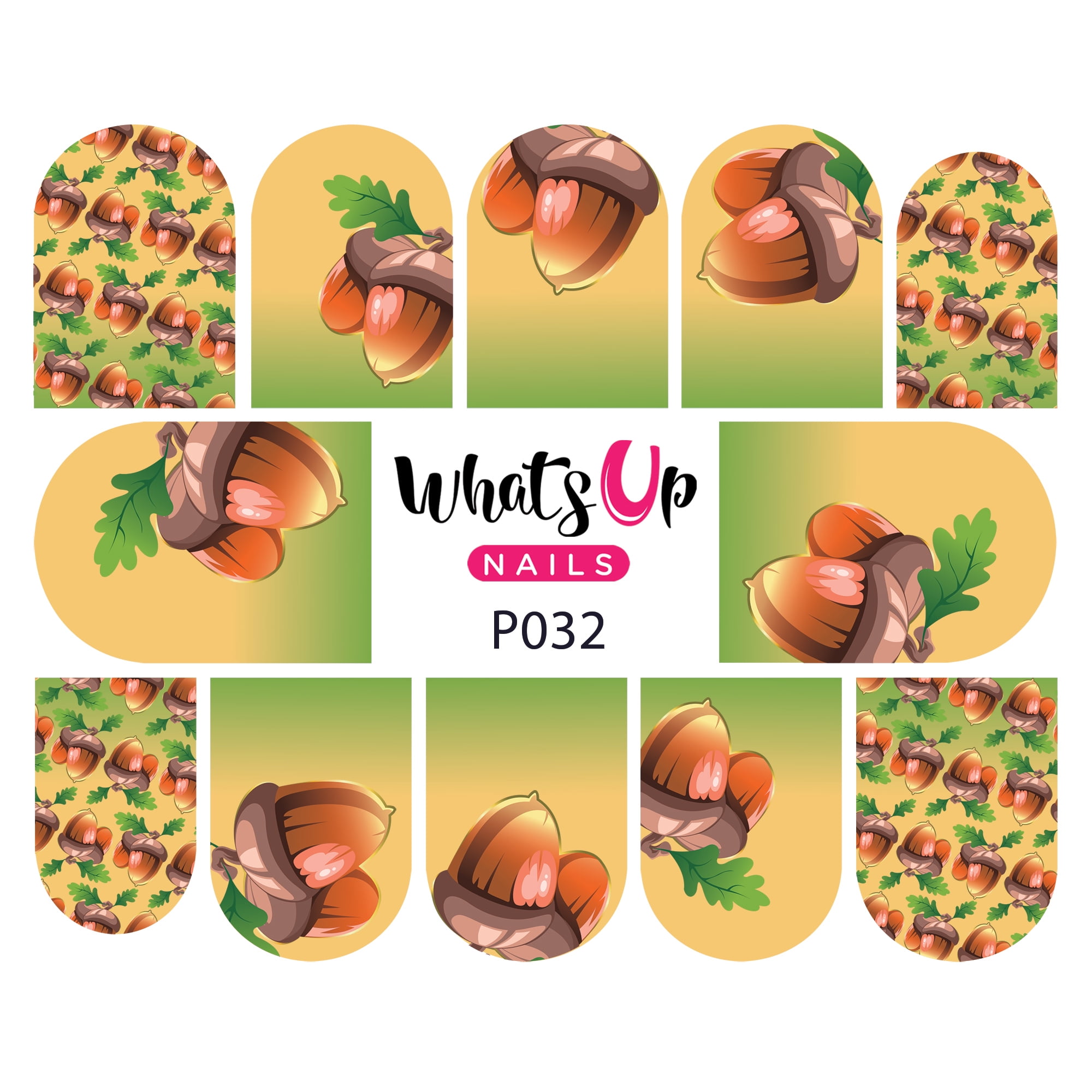 Whats Up Nails P032 Feelin' Nutty Water Decal Sliders for Nail Art ...