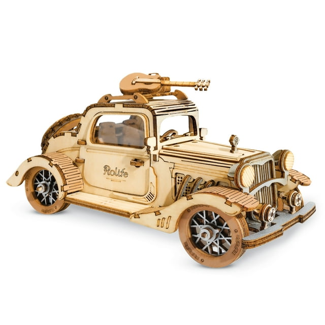 74-Piece Wooden Vintage Car Model Building Kit - Walmart.com