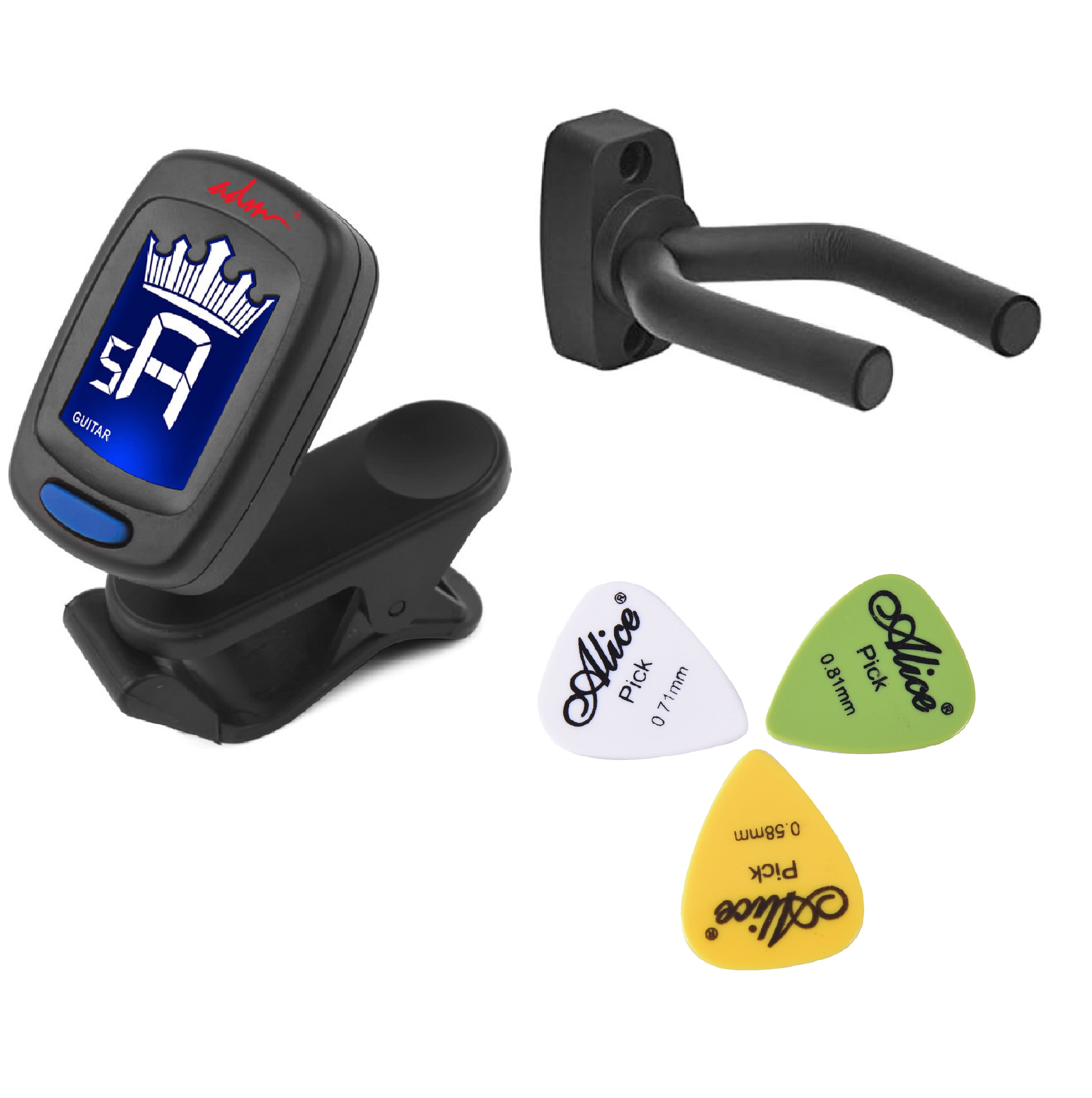 ADM Guitar Accessories Kit, Secure Guitar Wall Hanger, 3 Guitar Picks ...