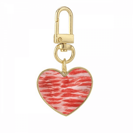 Pork Mutton Fat Meat Food Texture Gold Heart Keychain Metal Keyring ...