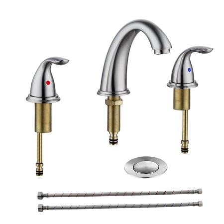 3 Hole Two Handle Kitchen Faucets Hot & Cold Water Mixer Bathroom Basin ...