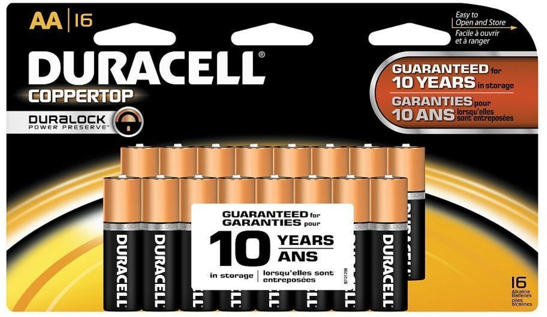 Duracell Coppertop AA Alkaline Batteries 16 ea (Pack of 6) - Walmart.com