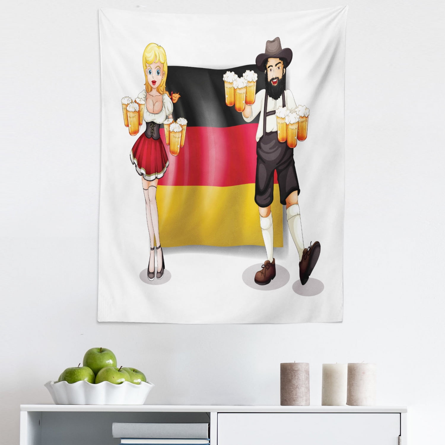 German Tapestry, Country Flag Man and Woman in Traditional Clothes ...