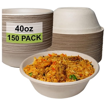 26oz Oval Disposable Compostable Paper Burrito Bowls Heavy-Duty, Eco ...