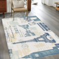Area Rug 3x5ft Vintage Paris Architectural Blue Area Rugs Washable Low ...