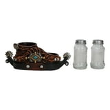 Western Cowboy Double Boot Spurs And Concho Faux Leather Salt Pepper ...