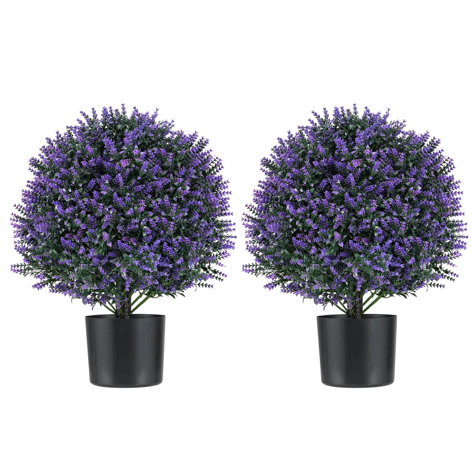 Costway 2 Pack Artificial Lavender Topiary Ball Tree Faux Shrub Bushes With Flowers 6 X 6 X 21.5 (L X W X H)