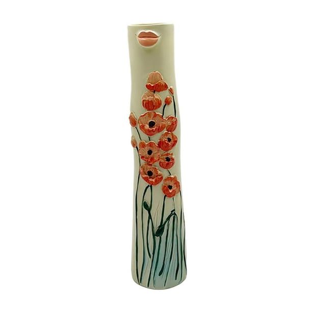 Character Vase Art Vase Single Flower Vase Hand Painted Creative Woman ...
