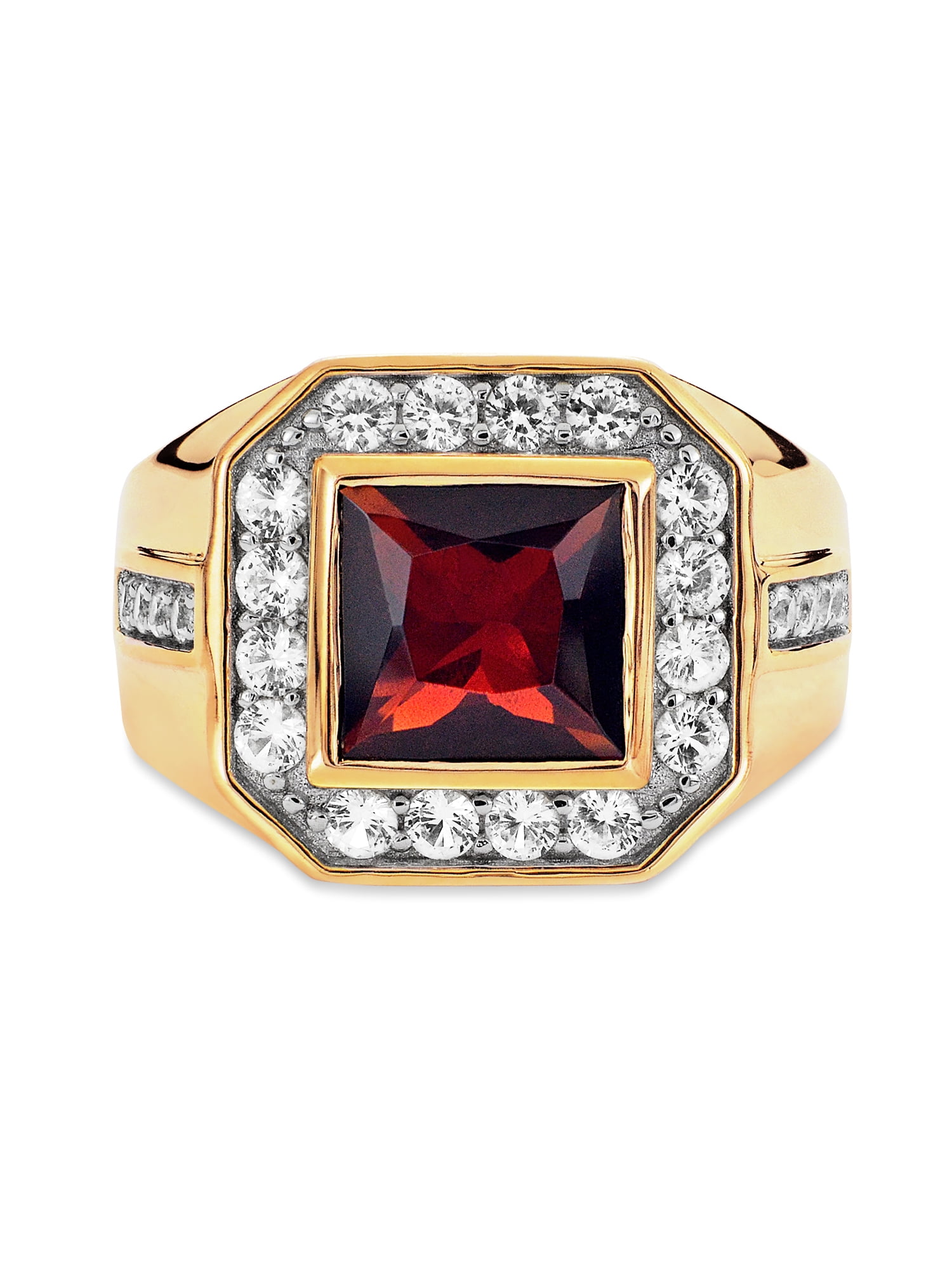 Gold Plated Garnet & Created White Sapphire Ring Size 10 - Walmart.com ...
