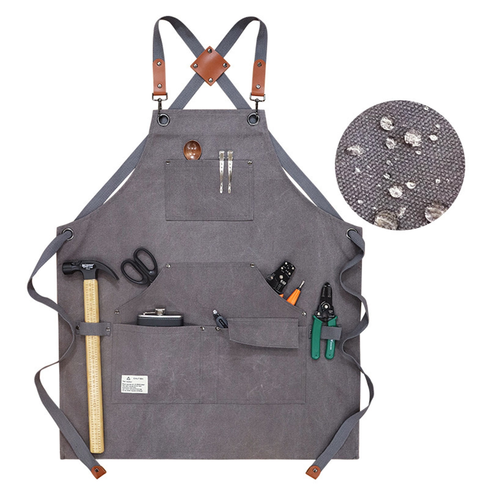 Washranp Work Aprons,Canvas Waterproof Grill Apron with Multi-Pocket ...