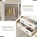 "Blotout 70"" Wood Armoire with LED Lights, 3 Doors/3 Drawers, Hanging ...