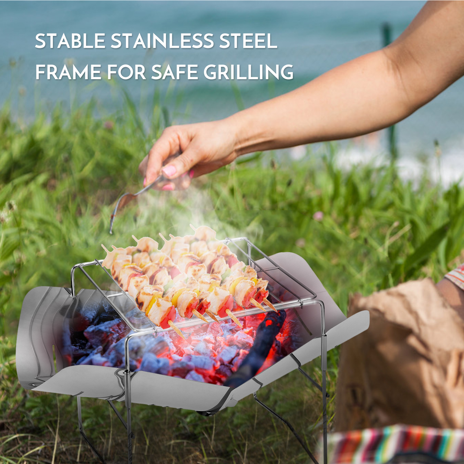 Portable Folding Stainless Steel Barbecue Grill Camp Firepit Outdoor ...