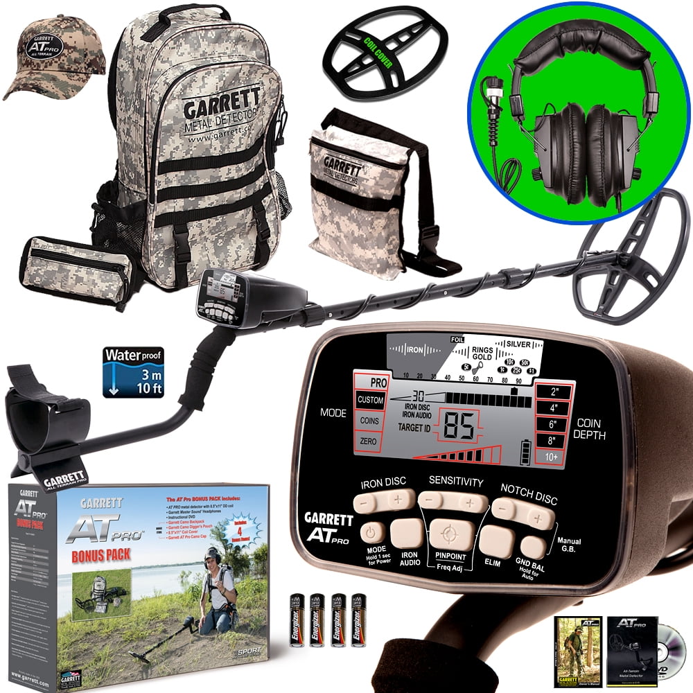 Garrett AT PRO Metal Detector Bonus Pack with Headphones, Backpack ...