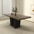 Modern Wooden Extendable Dining Table, Black Double Pedestal Base ...