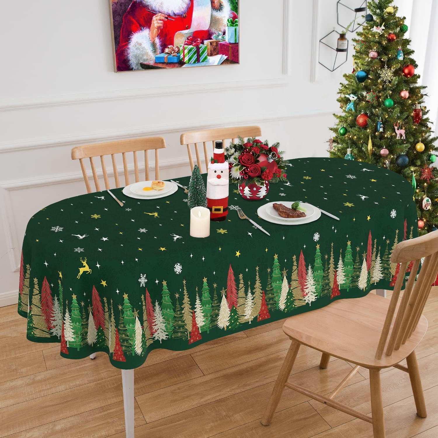 Click here for Yqpnxs Oval Christmas Tablecloth 60x102 Inch  Gree... prices