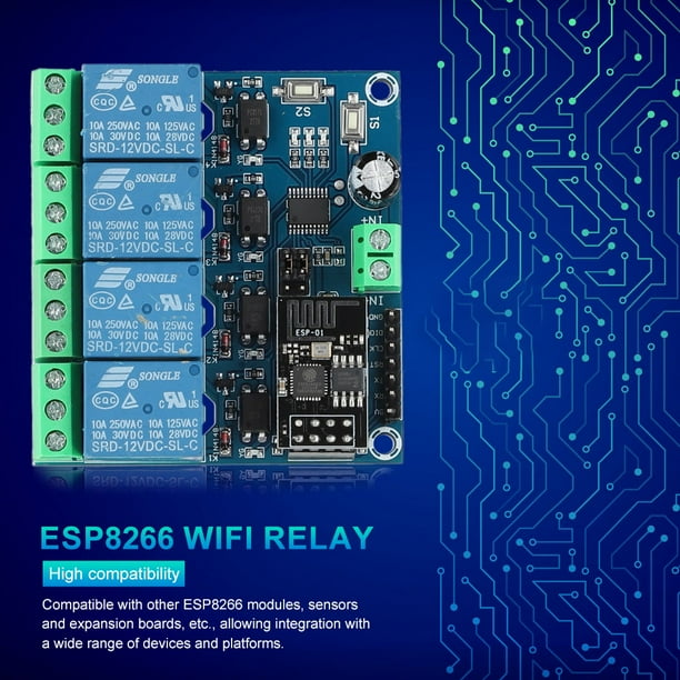 Módulo De Relé Wifi Módulo WIFI de relé 5V/12V ESP8266 Placa de control ...