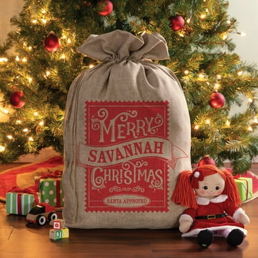 Vine Monogram Personalized Burlap Santa Sack - Walmart.com