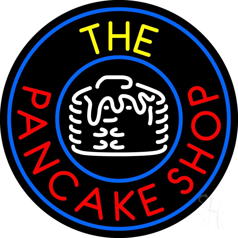 Circle The Pancake Shop LED Neon Sign 26 x 26 - inches, Black Square ...
