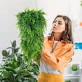 Artificial Hanging Ferns Fake Persian Greenery Vines 35 Inch Long Lush ...