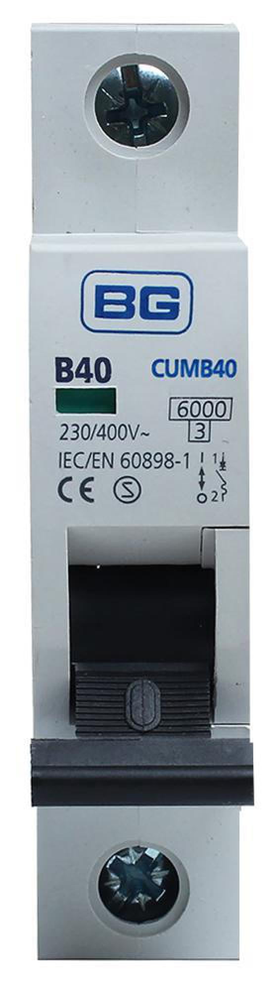 BG ELECTRICAL - 40A Single Pole MCB, B Curve, 6kA - Walmart.com