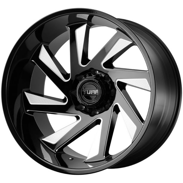 Tuff T1B (Left) 24x14 6x5.5" -72mm Black/Milled Wheel Rim 24" Inch ...