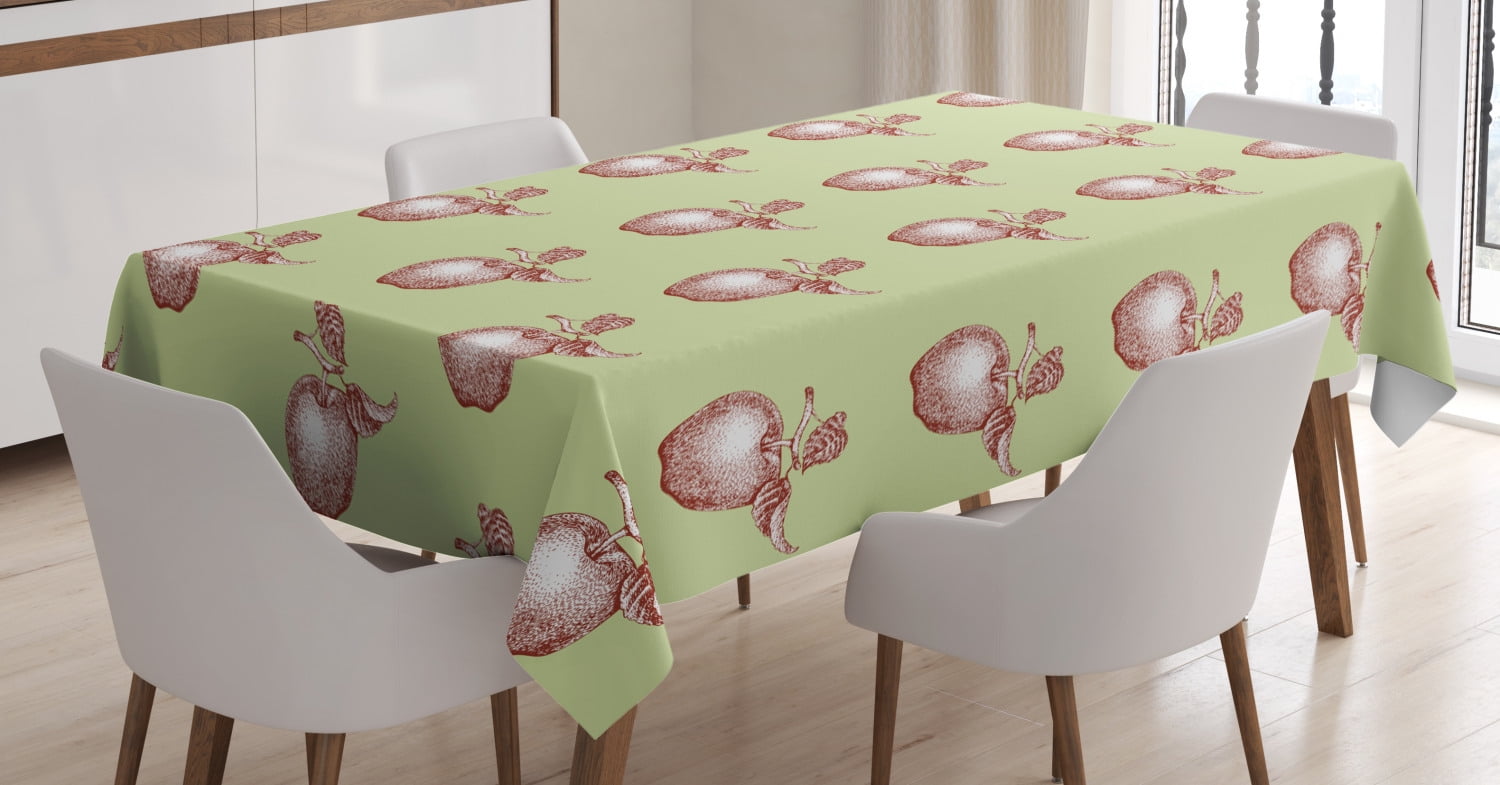 Apple Tablecloth, Vintage Stalks with Leaves on Fruit with Retro Effect ...
