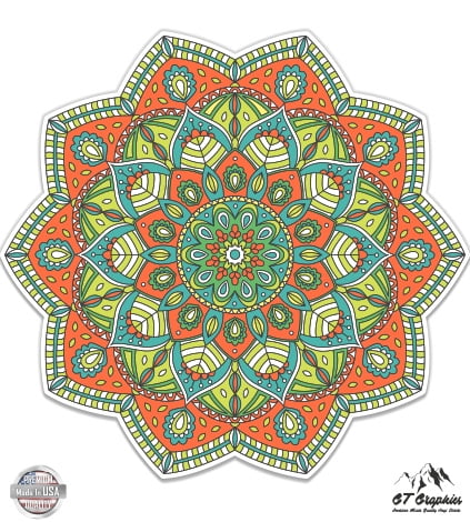 Colorful Mandala - 8" Vinyl Sticker - For Car Laptop I-Pad - Waterproof ...