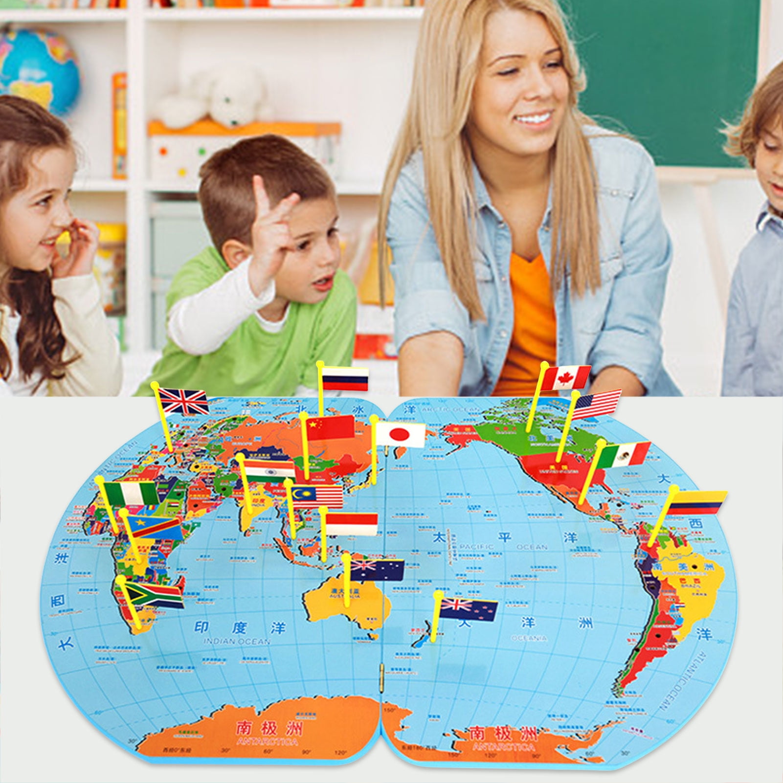 Buy Younar Mapology World with Flags and Capitals, World Map Puzzle for ...