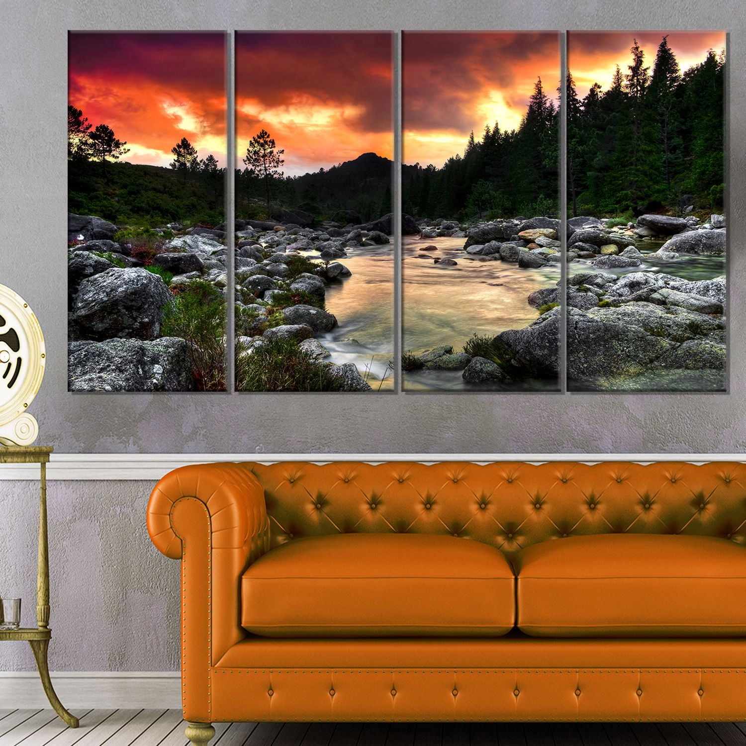Click here for Designart Design Art Rocky Mountain River At Sunse... prices