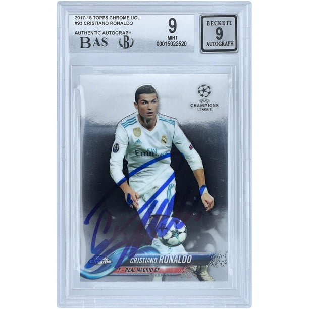 Cristiano Ronaldo Real Madrid Autographed 2017-18 Topps Chrome UCL #93 ...