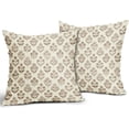 Brown Floral Pillow Covers 22x22 Inch Set of 2, Vintage Flower Block ...