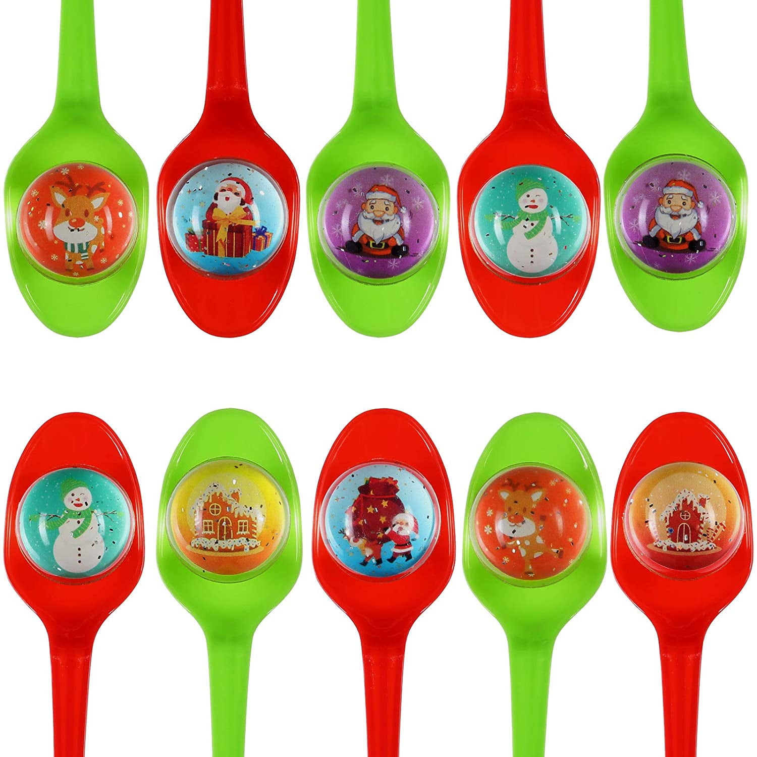 20 Pieces Christmas Game Bouncy Ball Spoon Race Game Set Spoon Relay ...