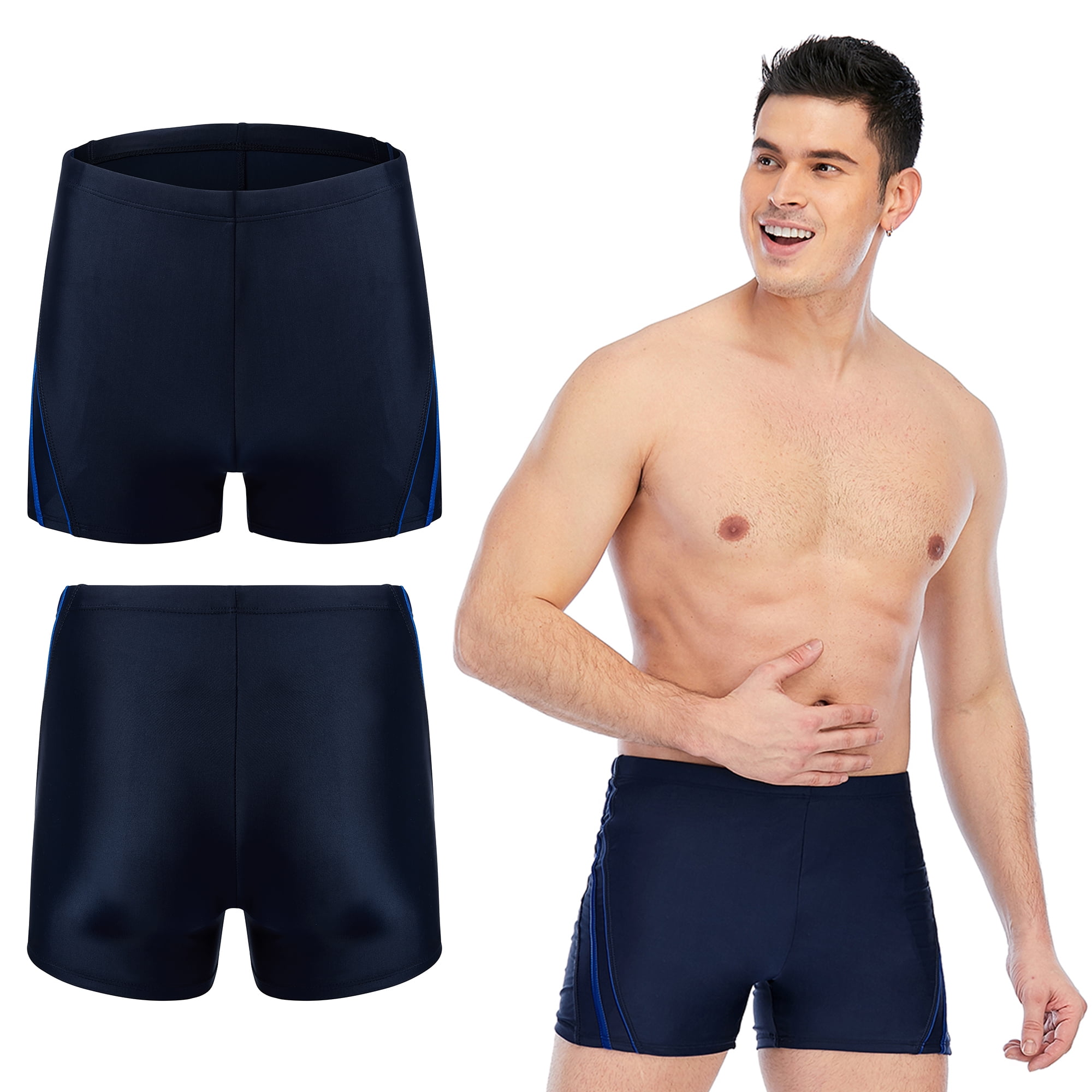 Men's Swimwear Solid Basic Swimsuits Long Swim Boxer Trunks Board ...