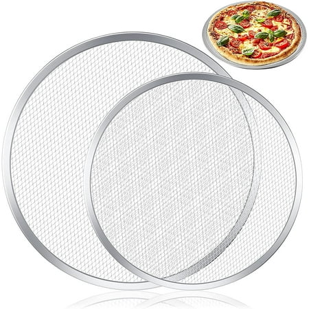 2 Pieces Seamless Round Pizza Screen Including 14 Inch Aluminum Mesh ...