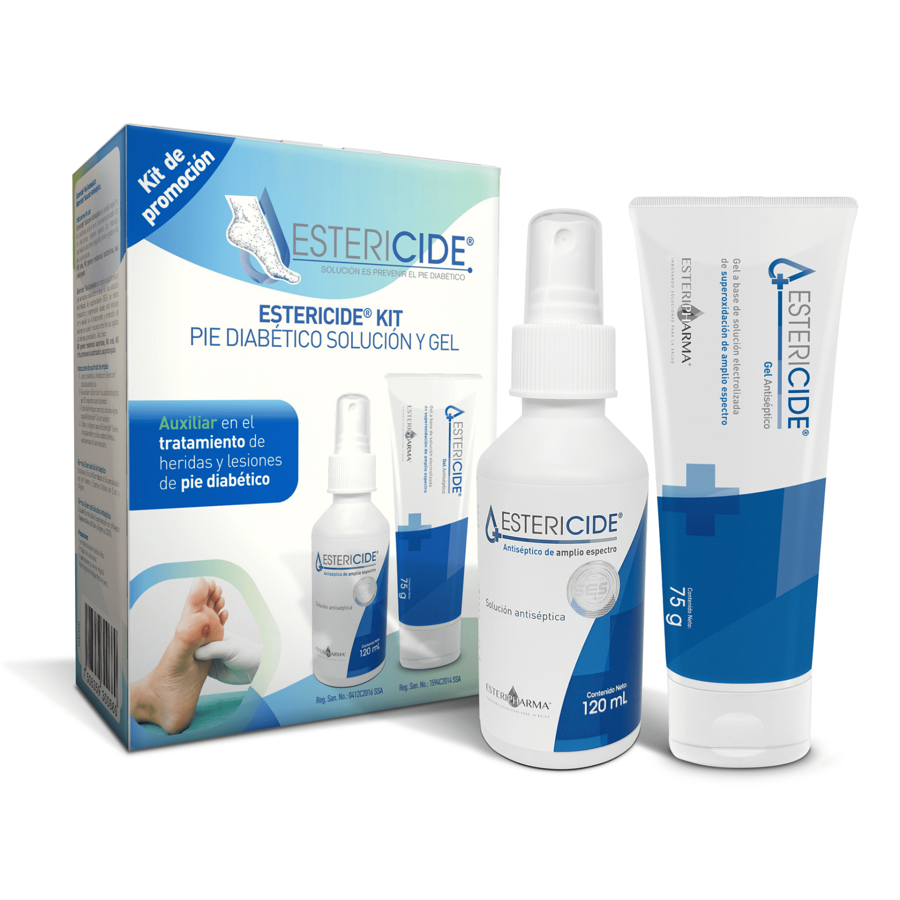 Kit de Promoción Estericide Kit Pie Diabético Solución Antiséptica de ...