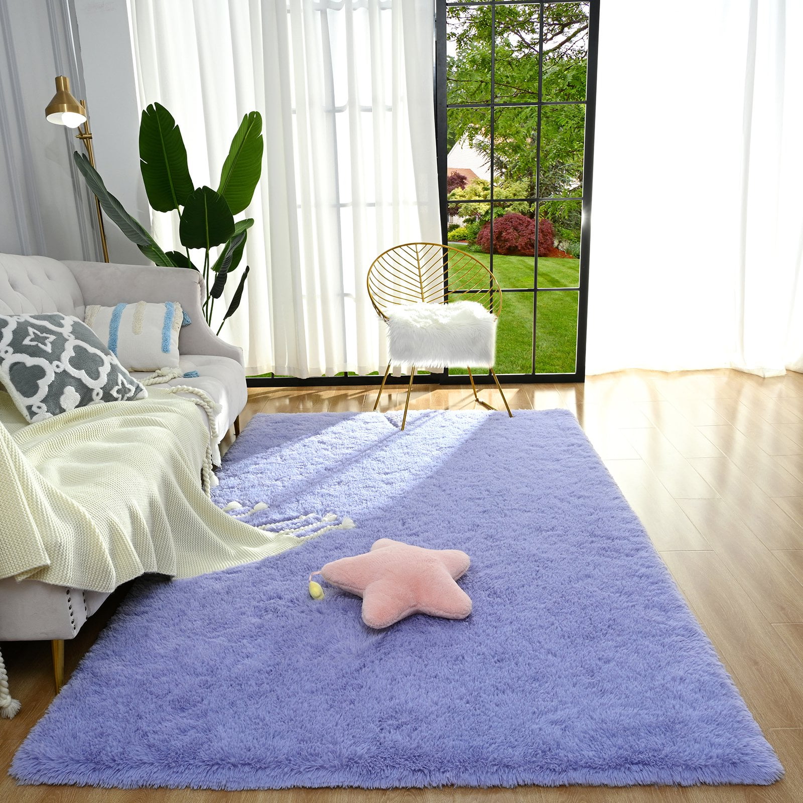 Junovo Super Soft Fluffy Area Rugs Modern Shag Rug for Bedroom Living ...