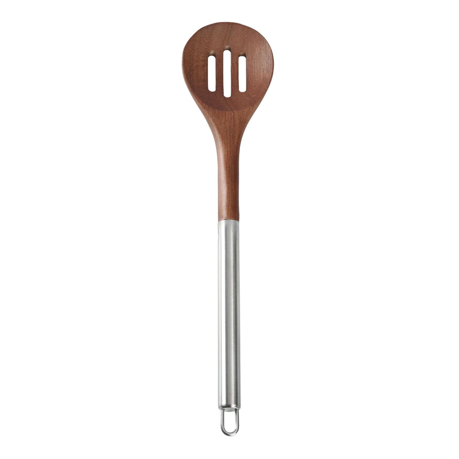 Mainstays Acacia Wood and Stainless Steel Slotted Spoon, Mainstays ...