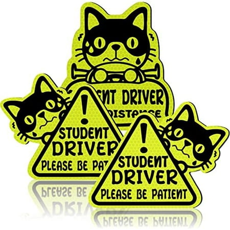 Set of 3 Reflective Student Driver Magnet for Car New Driver Sticker ...