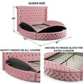 Elizabeth Upholstered Velvet Round Storage Queen Size Bed in Pink Color ...