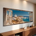 Beach Window Canvas Wall Art - Large Nautical Lighthouse Moon Canvas ...