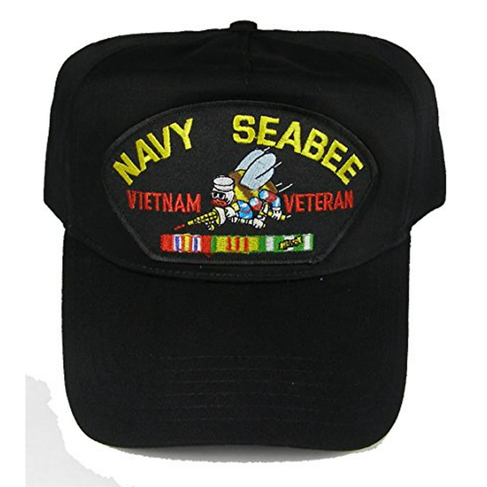 NAVY SEABEE VIETNAM VETERAN with BEE and SERVICE RIBBONS HAT - Black ...