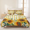 78x90in Quilt Bedding Set, Country Sunflower Daisy Leaves Lightweight ...